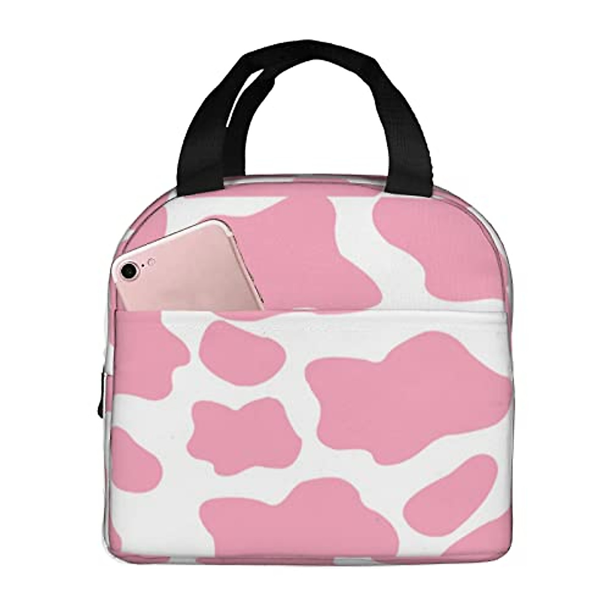 Insulated Lunch Bag With 2pcs Coasters, Reusable Cooler Lunch Box For Women, Cute Lunch Tote Bag for Picnic Office Work, Cow Gifts