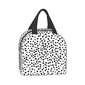 HIZUWKY Black Polka Dots Lunch Box Insulated Lunch Bag for Kids Girls Boys Women men Reusable Lunch Tote Bag for School Work Picnic Travel
