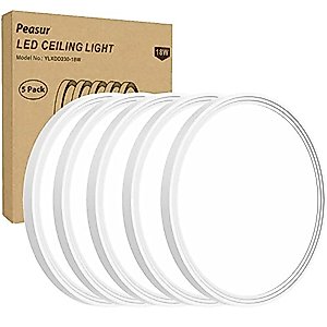 5Pack 9Inch Flush Mount Ceiling Light White,18 Watt 5000K LED Ceiling Light Fixture, Ultra Slim Close to Ceiling Light Fixture, Round Flat Low Profile Ceiling Lamp For Kitchen Bedroom Basement Hallway