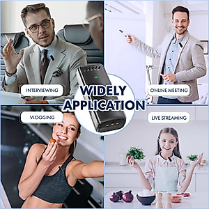 2 Pack Iphone Microphone for Video Recording, Wireless Lavalier Lapel Microphone with Charging Case, Professional Tiny Omnidirectional Cordless Plug-Play Mini Mic, Noise Reduction for interview