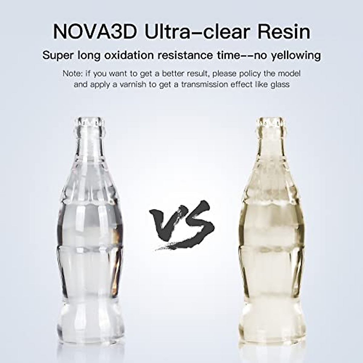 NOVA3D High Transparent 3D Resin Non-Yellowing 405nm photopolymer Resin Clear Like Glass for LCD 3D Printing, 500g