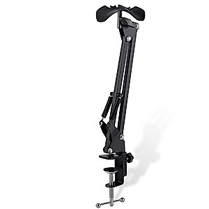 CLOOLC Headphone Stand for Desk - Adjustable Headphone Holder Desk - Space-Saving Headset Holder for Desk - Desk Headphone Hanger with 14in - Black