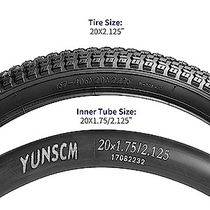 2 Pack 20" Bike Tires 20 x 2.125(57-406) and 20" Bike Tubes Compatible with 20x2.125 Bike Tires and Tubes (Y705)