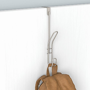ClosetMaid Over The Door Hanger Rack with Hooks, for Hats, Scarves, Belts, Towels, Jackets, Nickel Finish