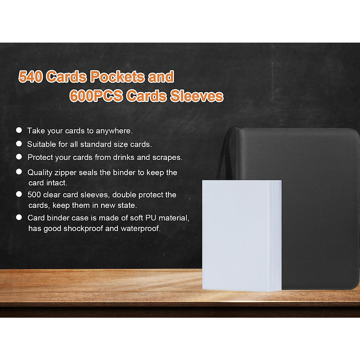 JHkim Trading Card Binder 9 Pockets - with Extra 600PCS Card Sleeves, Baseball Card Holder Binder Holds Up to 540 Cards, Fits for Sports, Football, Hockey, Basketball Cards