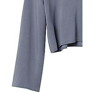 Core 10 Women's Cloud Soft Fleece Cropped Length Bell Sleeve Yoga Hoodie Sweatshirt, Light Denim Blue, Medium
