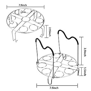 Maxracy Stackable Egg Steamer Rack Trivet 9 holes with Heat Resistant Handles for Instant Pot Accessories Stainless Steel Egg Assit fits 6qt 8qt Pressure Cooker(9 Holes Handle Set)