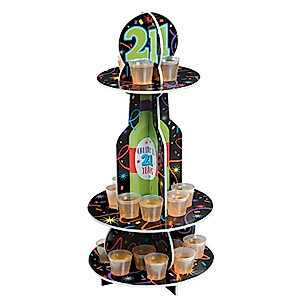 Amscan Brilliant 21St Birthday Shot Glass Holder, One Size, Multicolor