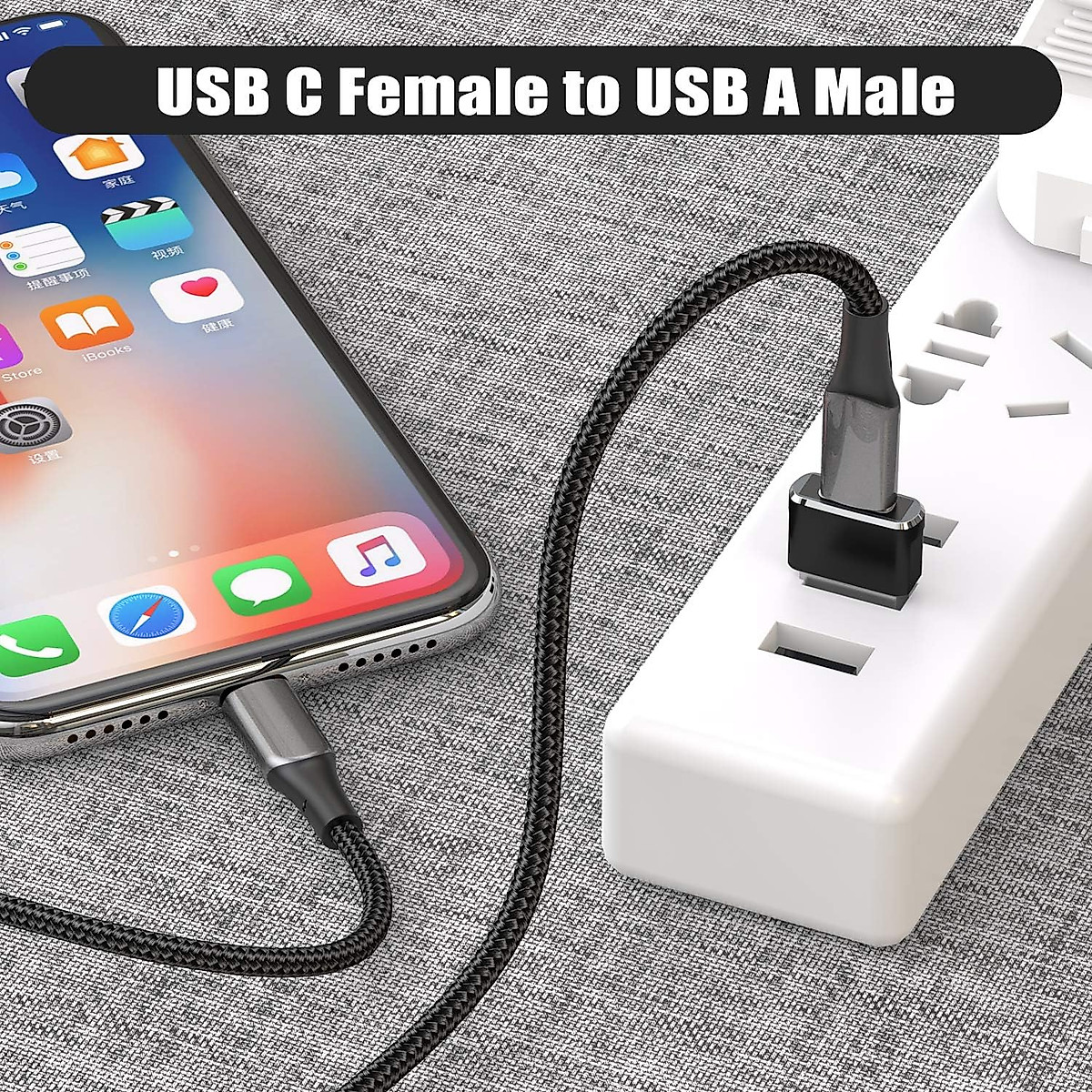 Basesailor USB to USB C Adapter 2Pack,Type C Female to A Male Power Adapter for iPhone 16 15 14 13 Mini Pro Max,CarPlay,Airpods,iPad Air 4 5,Samsung Galaxy Note 20 S24 24 S23 FE Plus Ultra,Google 9 8