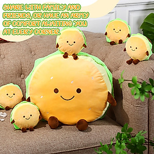 HyDren 1 Pc 16'' and 5 Pcs 4'' Hamburgers Plush Toy Set Cute Food Plush Pillow with Zipper Gift