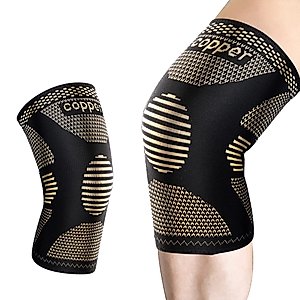 Fusion Pain Solutions Copper Knee Compression Brace For Arthritis Pain And Support, Sports, Knee Pain Relief, Swelling, Workout- Single (Medium)
