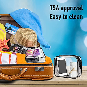 4 Pack Clear Cosmetic bag for travel Clear Toiletry Makeup Bags Tsa Approved Pouch Carry on Airport Airline Compliant Bags Portable Pvc Waterproof Bags with Zipper for Women Quart Size Bags Set