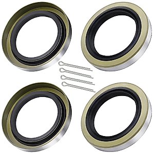 4Pcs Trailer Axle Hub Wheel Grease Seals with 4Pcs Cotter Pins Replace for Dexter 010-019-00 (10-19) Transcom 171255TB National 473336, ID 1.719'' x OD 2.565'' Double Lip Seals, 3500 lbs #84 Spindle