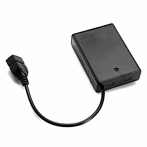 TEAYIR (Pack of 2) 3 AA Battery Holder, 3 AA Battery Case Box Holder 4.5-5V with Cover and On/Off Switch, with USB Cable