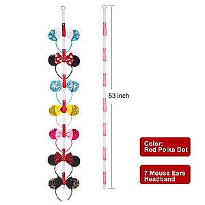 Nuolich 2Pcs Mouse Ears Headband Holder Polka Dot Hanging Wall Display Decor Vertical Headpiece Organizer Hair Bow Accessories Hanger Holder White