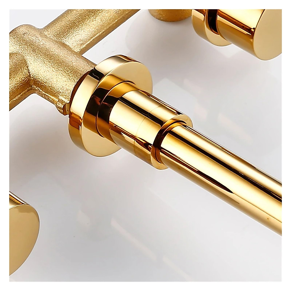 LIANTE Polished Gold Brass Siamese Double Hole Wall Embed Mounted Hot Cold Mixed Waterfall Bathtub Filling Bathroom Faucet,Kitchen Faucet