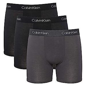 Calvin Klein Men's 3-Pack Cotton Modal Boxer Briefs - Black/Grey/Black - Medium