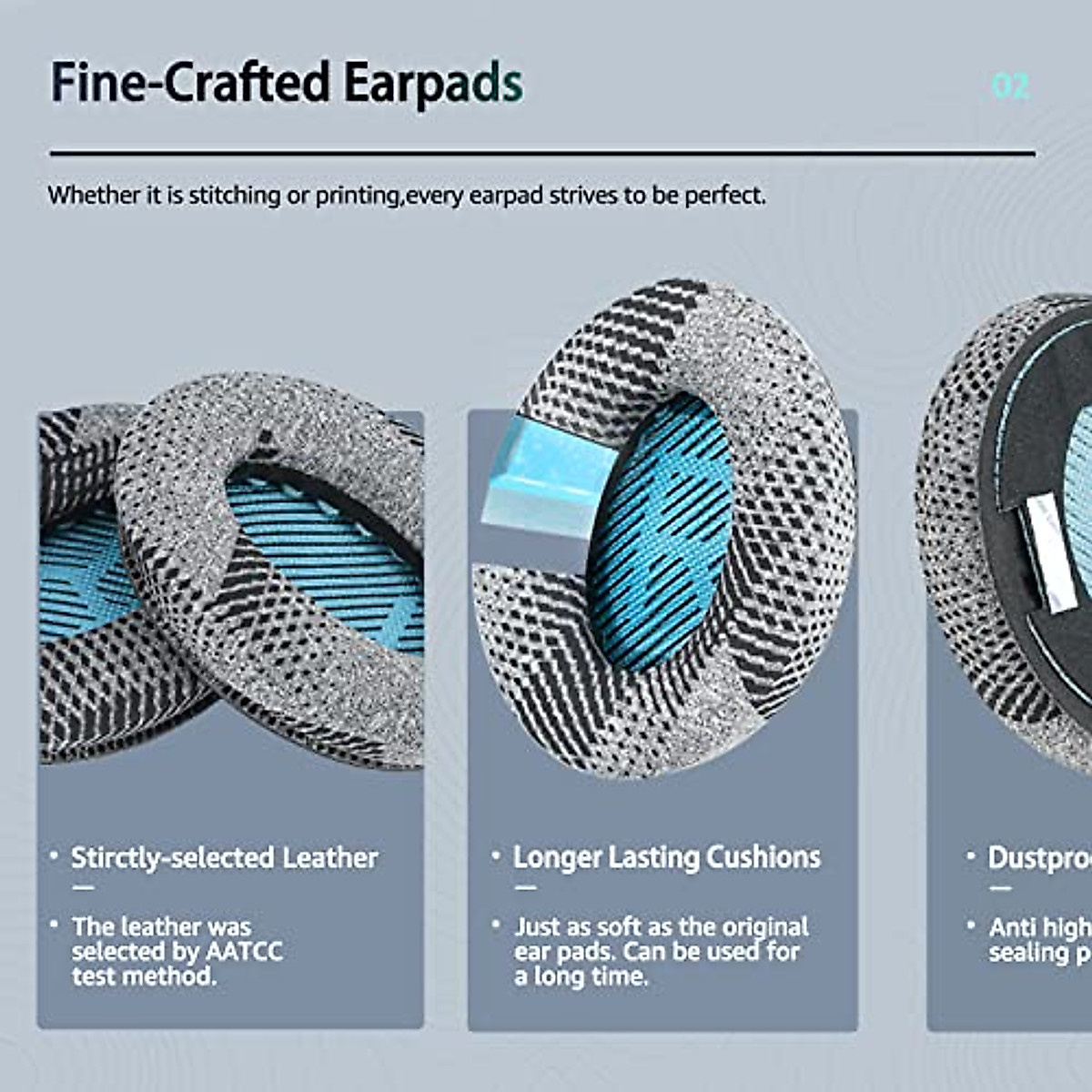 Wzsipod Cooling-Gel QuietComfort 35 / QC 35ii Replacement Ear Pads for Bose Headphones, Compatible with Bose QC45 QC35 QC25 QC2 QC15/ Around-Ear 2 AE2i AE2w/ SoundTrue & SoundLink Series (Grey Fabric)