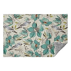 Joko Ivery Flowers Birds Premium Soft Travel Blanket Pillow Airplane Blanket with Hand Luggage Belt & Backpack Clip Car Blanket 2 in 1 for Home Train Bus Airplane