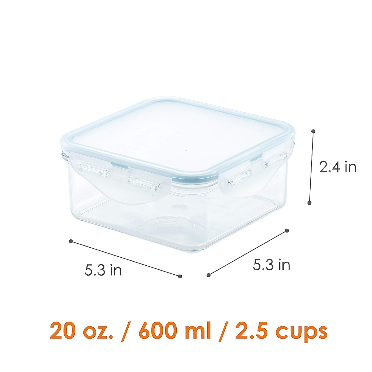 LOCK & LOCK Purely Better Tritan Container/Square Food Storage Bin, 20 Ounce, Clear