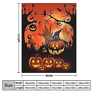 Cartoon Halloween Night Blankets for Couch and Bed Horror Forest Castle Throws Blankets Soft Cozy Lightweight Decorative Warm Blanket for Womens Mens Gift 40"x50"