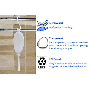 RVDKBULB Compact Silicone Douche Bag, Pocket size Reusable Travel Douche Kit, 24 Fl Oz Capacity, White