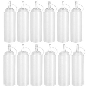 Anyumocz 12 Pack 8 oz Plastic Squeeze Bottles Multipurpose Squirt Bottles for Ketchup,Condiments,BBQ Sauce,Dressing,Barbecue,Grilling,Crafts,Syrup and More