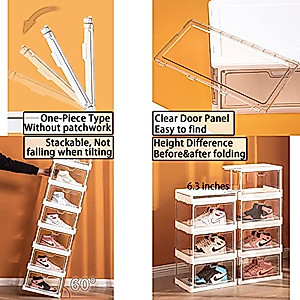 Stackable Plastic Shoe Box with Lid, Portable Storage Cabinet with Top and Side Openings as Home Kitchen Supplies Organizer, Travel Camping Trunk Car Organizer and Toy Container--Easy to Install