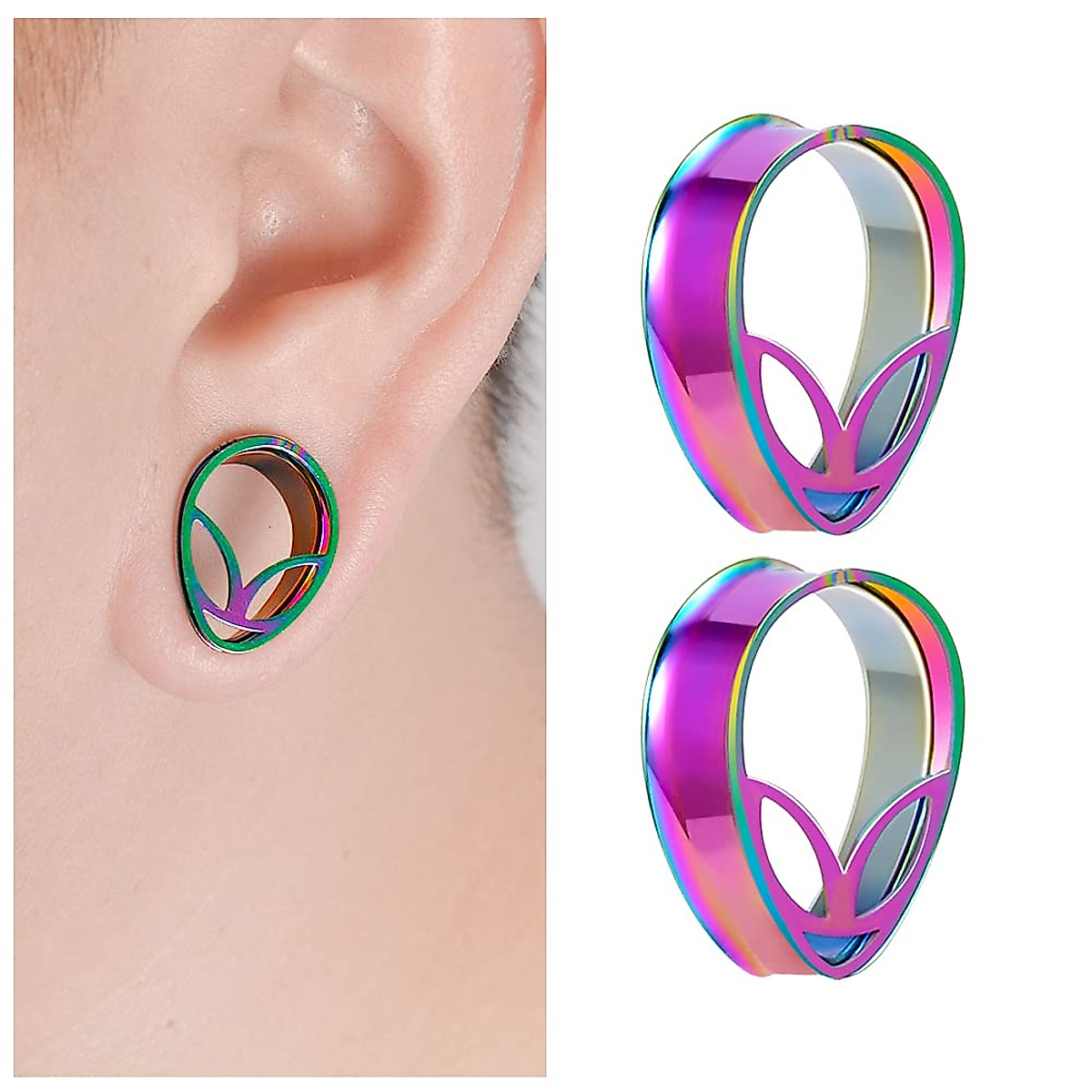 COOEAR 1 Pair Gauges for Ears Tear Drop Alice Style Ear Tunnels Plugs Men Women Flesh Stretchers Expander 0g to 1 Inch.