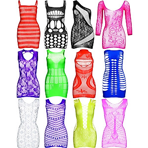 Geyoga 12 Pieces Women's Lingerie Smock Lingerie Swimsuits Coverup Sleepwear Dress for Women Favor (Multi Color)