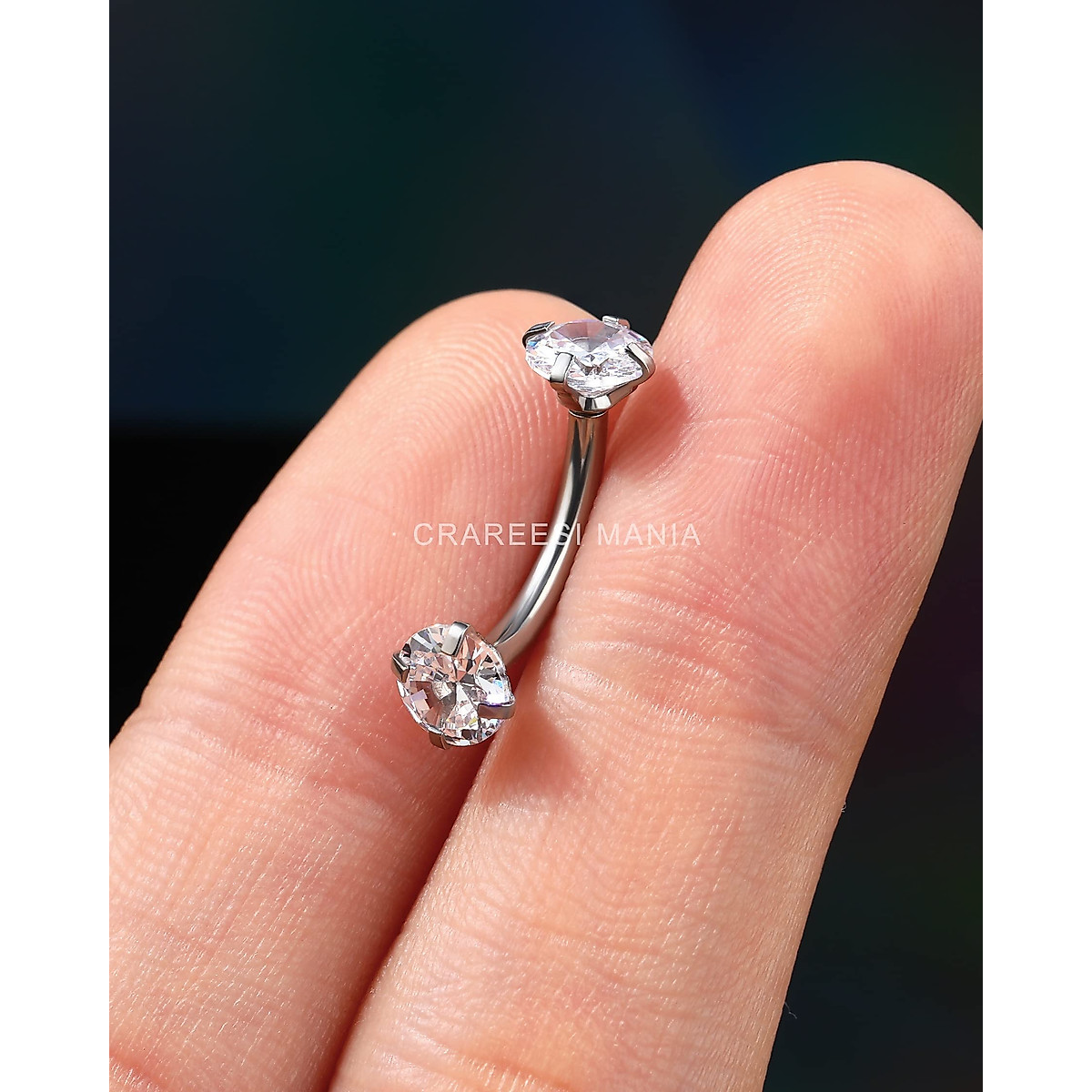 CM Crareesi Mania Belly Button Ring Surgical Steel Small Belly Button Rings Double Clear CZ Internal Thread Belly Piercing Jewelry 14G Belly Rings