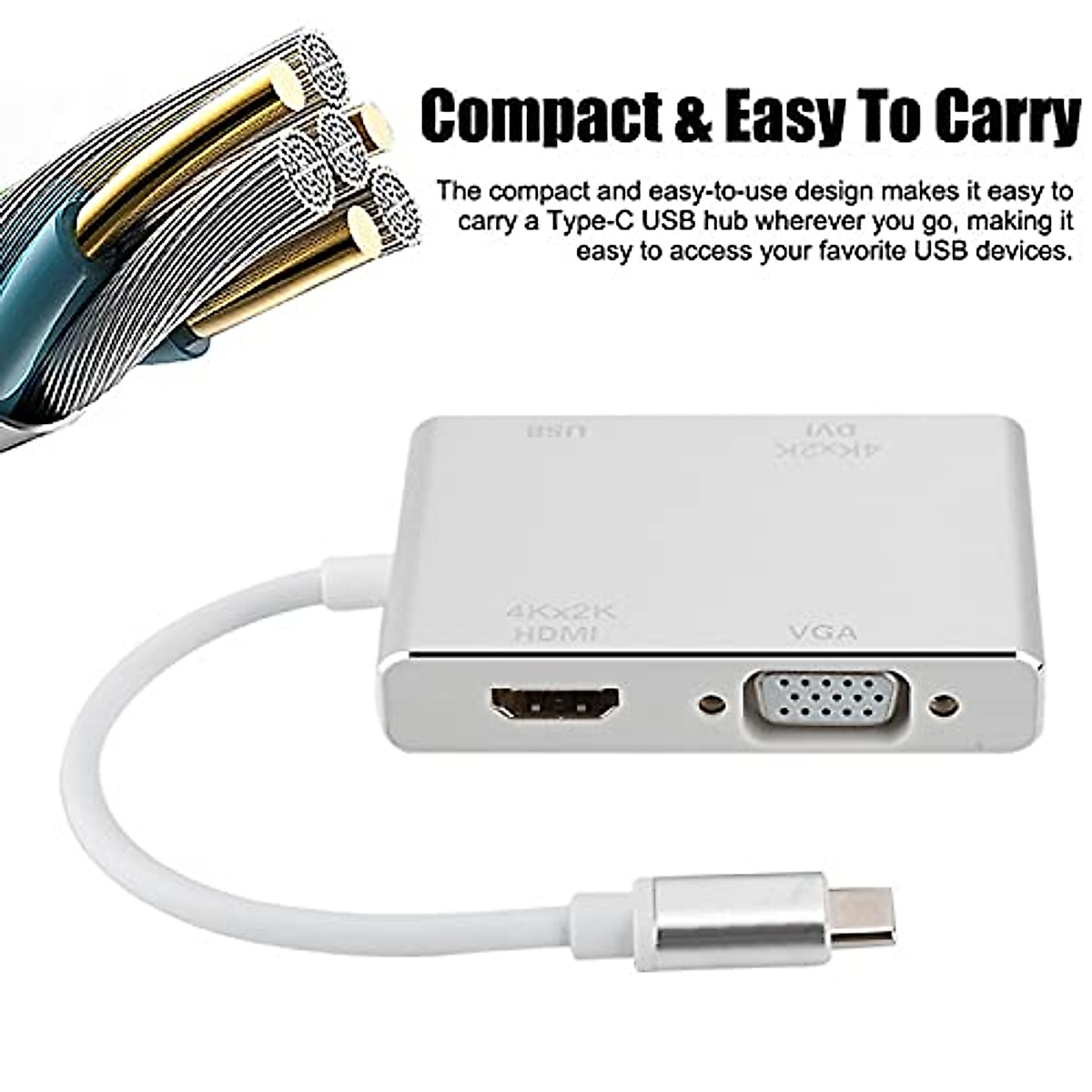 Type-C Converter 1920x1200/30hz Hub Adapter Easy to Carry Aluminum Alloy Multifunction for Computer Desktop