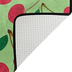 Doormat Welcome Door Mat-Sweet Red Rip Cherry Berries on Green,Living Room Kitchen Floor Mat Home Indoor Outdoor Decoration 24X16INCH