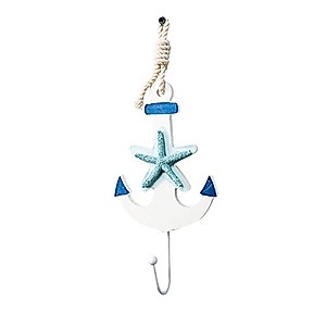 VORCOOL Convenient 1pc Wall Hook Coat Hook Clothes Hooks Hanger Wall Door Hanging Decorations Hook for Room Home Mediterranean Ocean Style (Sea Star Iron Anchor) Hook