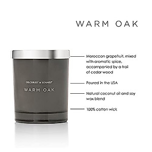 Gilchrist & Soames Warm Oak Luxury Candle (8oz), Grapefruit, Spice, and Cedar Wood - USA Poured, Coconut Oil and Soy Wax Blend, Cotton Wick