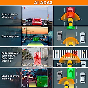 RexingUSA V2 PRO AI Dash Cam 3-Channel Front/Cabin/Rear 1080p Recording with Mobile App Night Vision Dash Camera w/Front Collision Warning, Pedestrian Alert, Lane Departure Warning,Clear to Go Alert