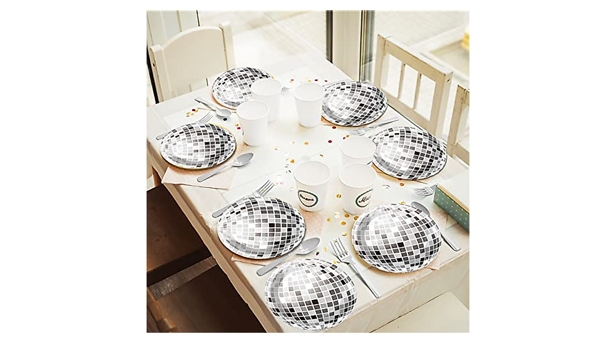70s Disco Party Plates - Silver Disco Ball Theme | Perfect for ...