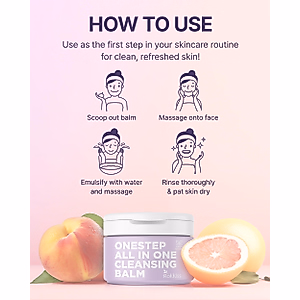 ROKKISS One-Step Cleansing Balm (5.1fl oz) - pH-Balanced Gentle Daily Facial Cleansing and Makeup Remover. Shea Butter, Grapefruit and Peach Extracts.