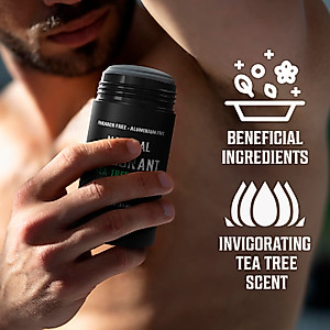 Viking Revolution Tea Tree Deodorant for Men - Natural Deodorant for Men Charcoal Deodorant Men with Shea Butter, Coconut Oil, Baking Soda, Beeswax - Mens Deodorant Aluminum Free (3oz)