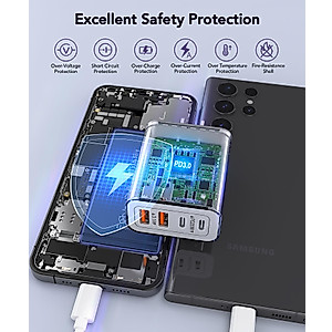 40W USB C Charger Block, 2-Pack 4-Port Type C Fast Charging Brick Dual PD&QC Wall Plug Adapter Compatible for iPhone 15/15 Pro/ 15 Pro Max/14/13/12, iPad, Airpods, iwatch, Samsung Galaxy