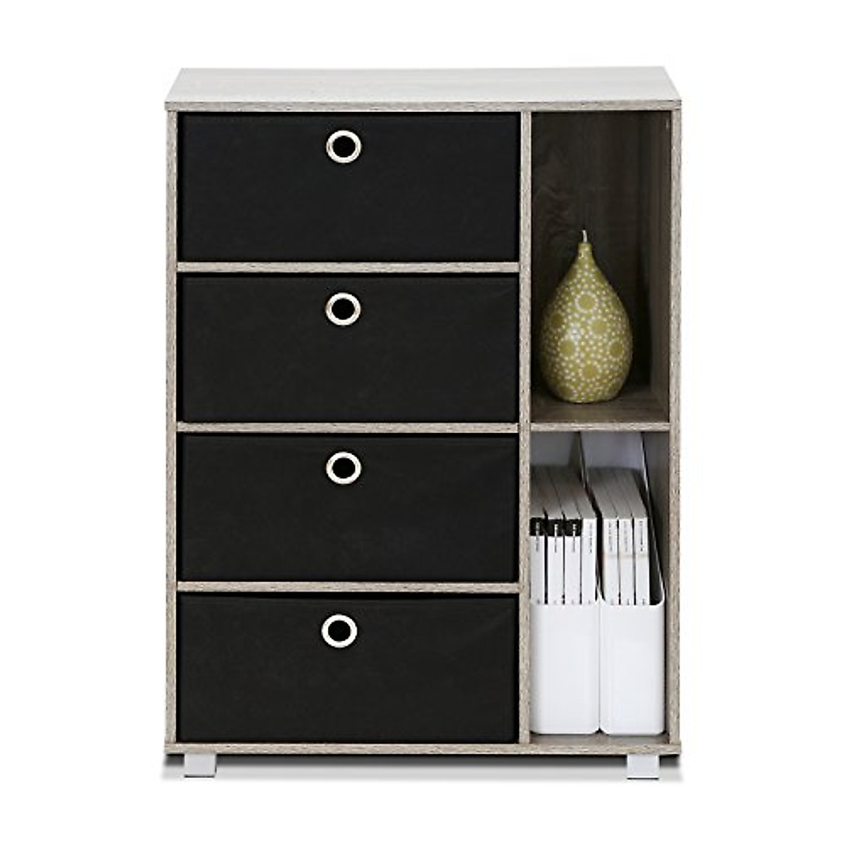 FURINNO Andrey Multipurpose Storage Cabinet, French Oak Grey/Black