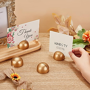 OLYCRAFT 20Pcs Round Table Number Stands Golden Wood Memo Photo Stand 1.5mm Slot Name Card Holders 1.9x1.2 inch Place Card Holders Table Number Holders for Weddings Anniversary Party