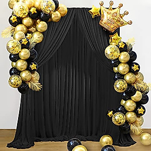 10 ft x 20 ft Wrinkle Free Black Backdrop Curtain Panels, Polyester Photography Backdrop Drapes, Wedding Party Home Decoration Supplies