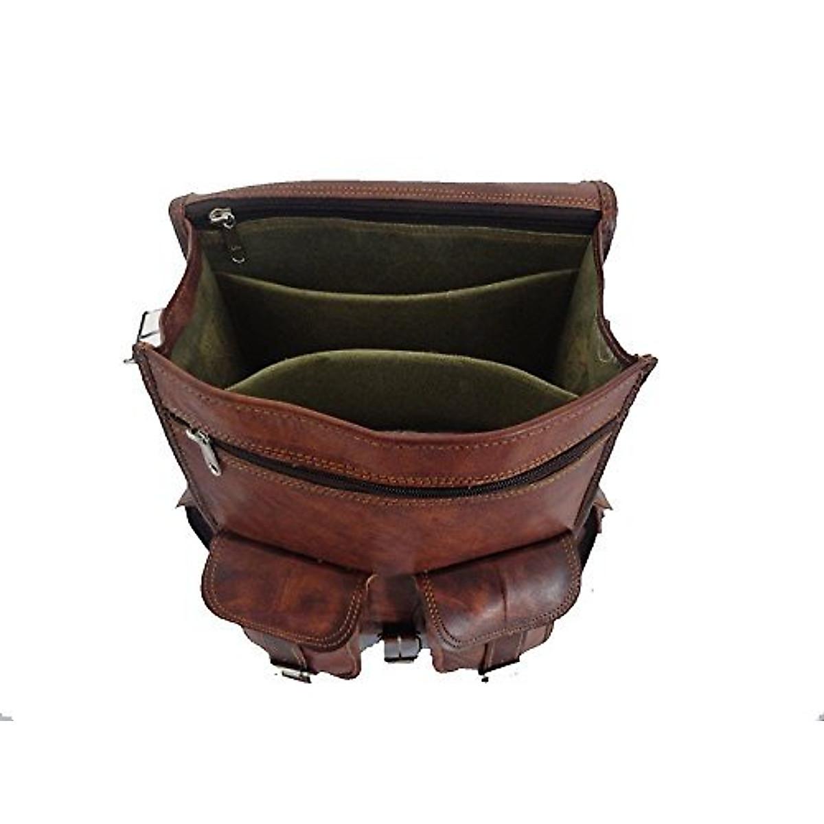 DHK 15" Brown Vintage Leather Backpack Laptop Messenger Bag Rucksack Sling for Men Women