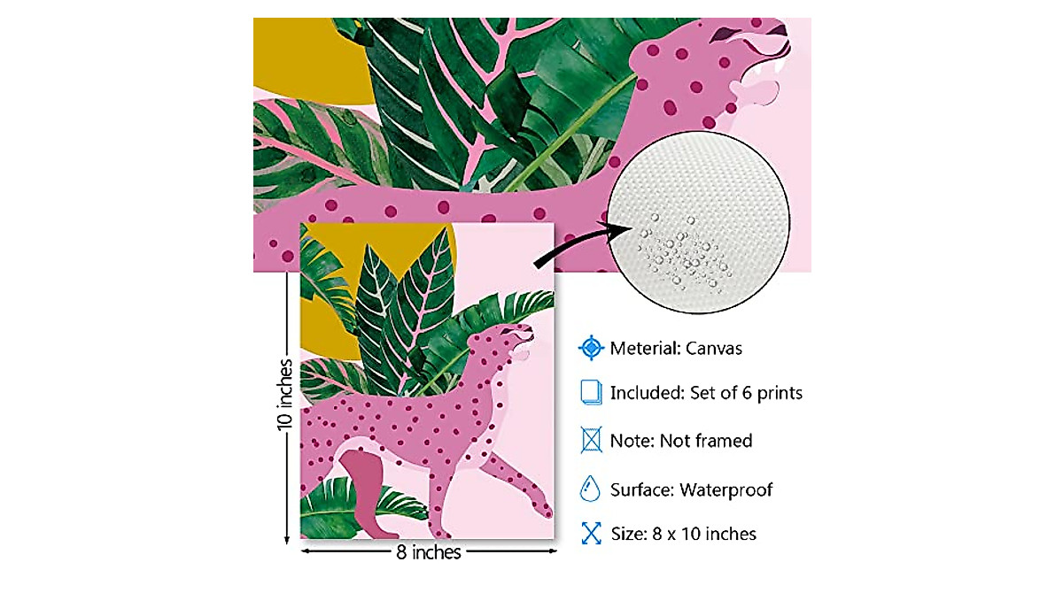 Moroccan Leopard Wall Art - Pink Cheetah Prints (Set of 6)