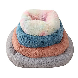 Bed Xs Size Warm Winter Square Super Soft Sleeping Dog Bed Long Plush Washable Cat Mat Basket Puppy House 1Pcs Colorful Blue