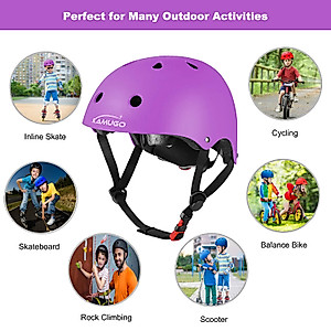 KAMUGO Kids Bike Helmet,Toddler Skateboard Helmet for Girls Boys Ages 8-14 Years,Child Adjustable Helmet for Multi-Sports Bicycle Skateboarding Roller Skating Scooter Rollerblade Balance Bike