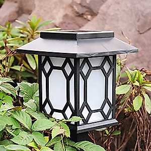 JSBDPHW Solar Villa Pillar Lamp Outdoor Waterproof Post Light Patio Garden Decoration Column Light Lawn Light Base Landscape Light Deck Light