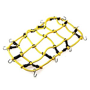 MOHERO 1/10 RC Elastic Luggage Net with Hook for 1:10th RC Vehicles RC Crawler Truck Car D90 TRX4 Roof Rack (Yellow)