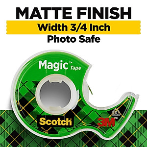Scotch Magic Tape, 3 Dispensered Rolls, Numerous Applications, Invisible, Clear Tape Engineered for Repairing, 3/4 x 300 Inches